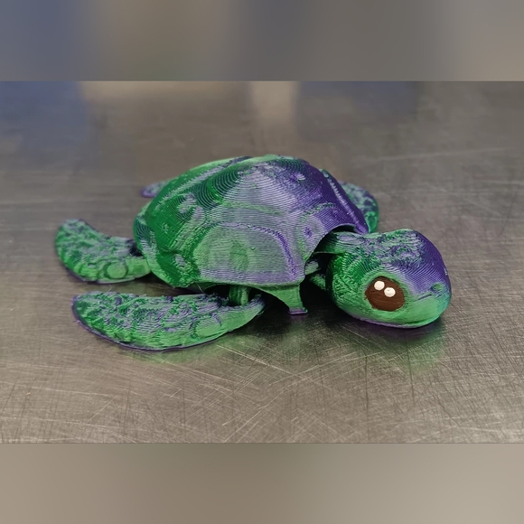 Handmade | Toys | Green And Purple Turtle 3d Printed Figet | Poshmark